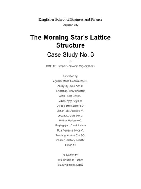 The Morning Stars Lattice Structure Pdf Employee Retention