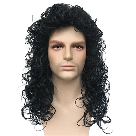 Wigs For Men Fashion Black Long Cruly Mens Wig Party Wave Man Wig Handsome Cool Wig