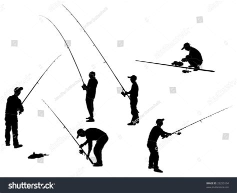 Series Fisherman Silhouettes Stock Illustration 23255104 Shutterstock