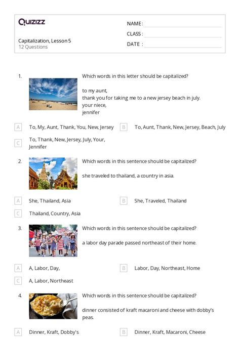 50 Words Capitalization Worksheets For 6th Grade On Quizizz Free