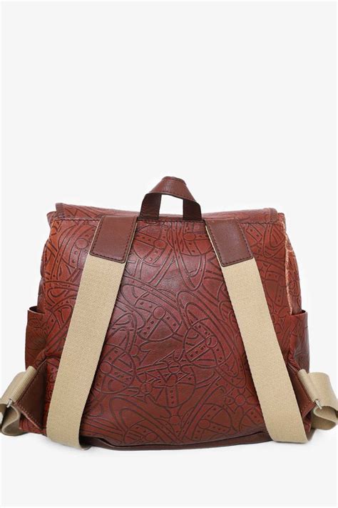 Vivienne Westwood Brown Leather Orb Logo Pattern Back Gem