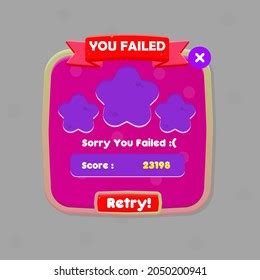 Game Ui Pop Window You Failed Stock Vector Royalty Free Shutterstock