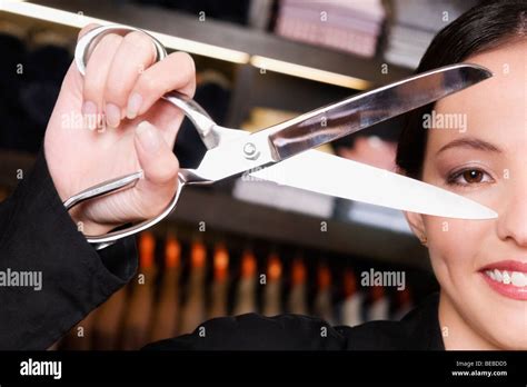 Portrait Of A Female Tailor Holding Scissors Stock Photo Alamy