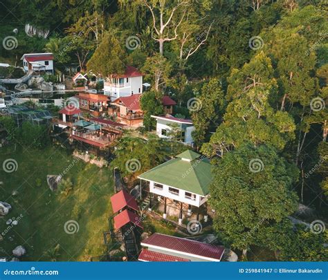 Aerial View Of The Kuak Hill Resort In Lenggong During Sunrise