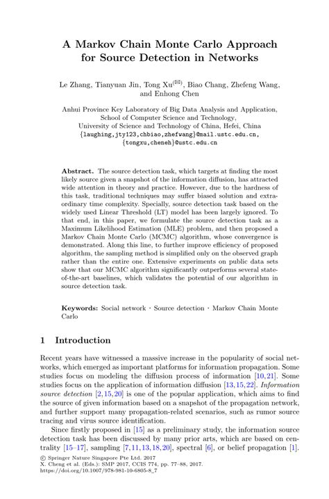 Pdf A Markov Chain Monte Carlo Approach For Source Detection In Networks