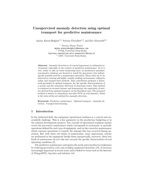 pdf unsupervised anomaly detection using optimal transport for