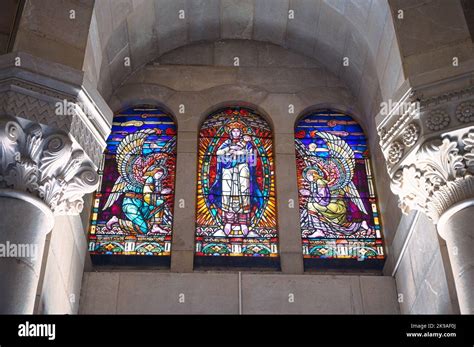 Stained Glass Decoration Or Skylight Interior Architecture Of The Religious Building Located