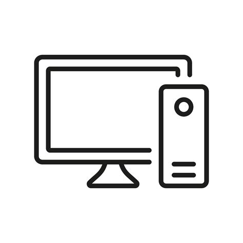 Desktop Pc Line Icon Home Office Personal Computer Monitor Linear