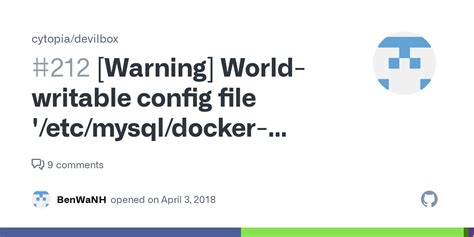 [warning] world writable config file etc mysql docker default d my