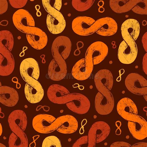 Vintage Seamless Pattern With Trendy Bold Shapes Of Eight Number