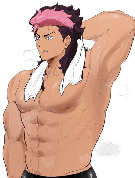 Rule 34 Abs Bara Belly Button Biceps Blue Eyes Brown Hair Forearms Gay Guel Jeturk Gundam Long