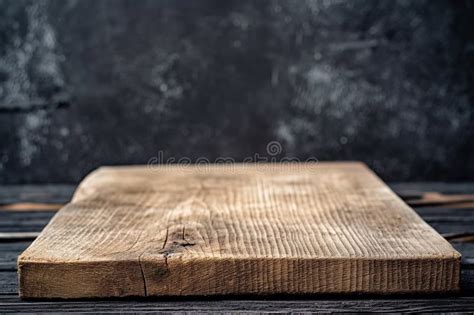 Empty Wooden Cutting Board On Dark Rustic Background Stock Illustration