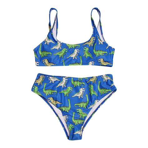 Womens Fashion Swimwear Print Summer High Waisted Strap Beachwear Sexy