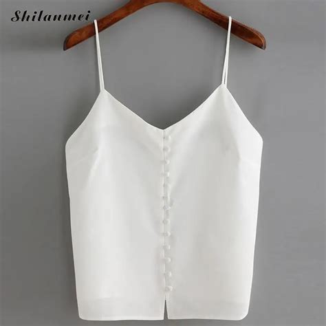Plain Spaghetti Strap Tops Women Summer White Chiffon Camisole Cami Top
