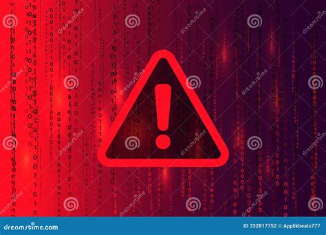 Abstract Red Error Warning Bug Background With Binary Numbers Stock