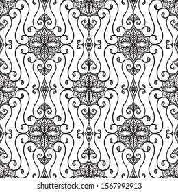 Batik Java Indonesia Line Art Black Stock Vector Royalty Free
