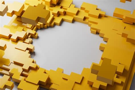 Premium Photo 3d Volumetric Yellow Geometric Creative Puzzles