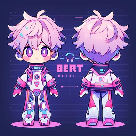 Ciberhombres Chibi Colorful Male Chibi Kawaii Music Producer