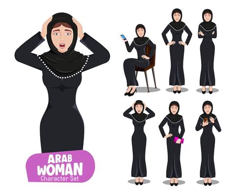 Premium Vector Arab Woman Vector Characters Set Arabian Female