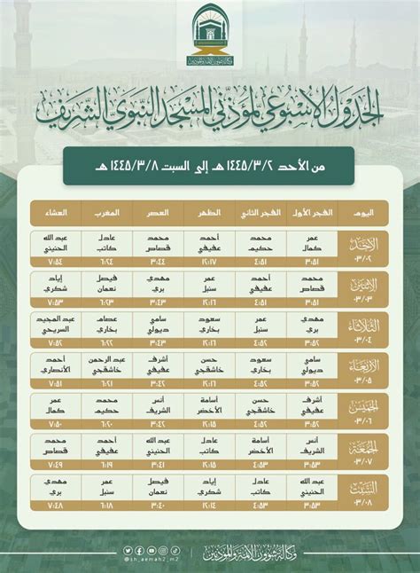 جدول مؤذن المدينة شاهد الآن