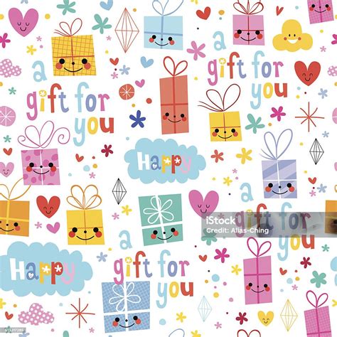 ของขวัญห่อกระดาษการ์ตูนรูปแบบที่ไร้รอยต่อ ภาพประกอบสต็อก ดาวน์โหลดรูปภาพตอนนี้ ลายแบบไร้