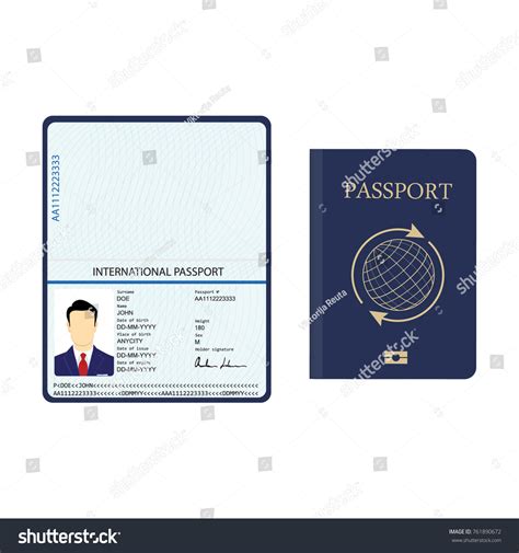 Vector Illustration Passport Biometric Data Identification Stock Vector