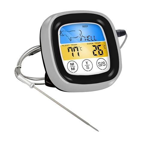 Hot sl Termómetro digital para cocinar termómetro de carne de alimentos temporizador con