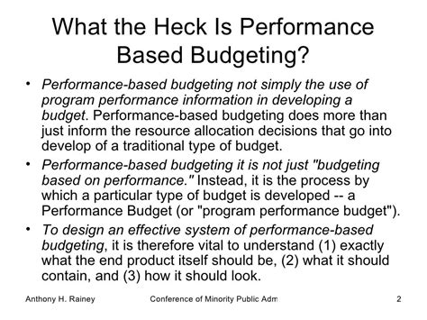 Performance Based Budgeting