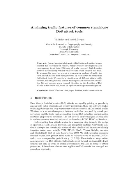 Pdf Analyzing Traffic Features Of Common Standalone Dos Attack Tools