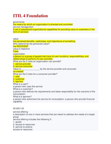 ITIL Foundation Exam Questions And Answers Browsegrades