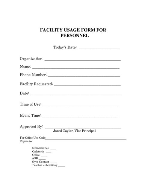 Fillable Online Facility Usage Form For Personnel Fax Email Print Pdffiller