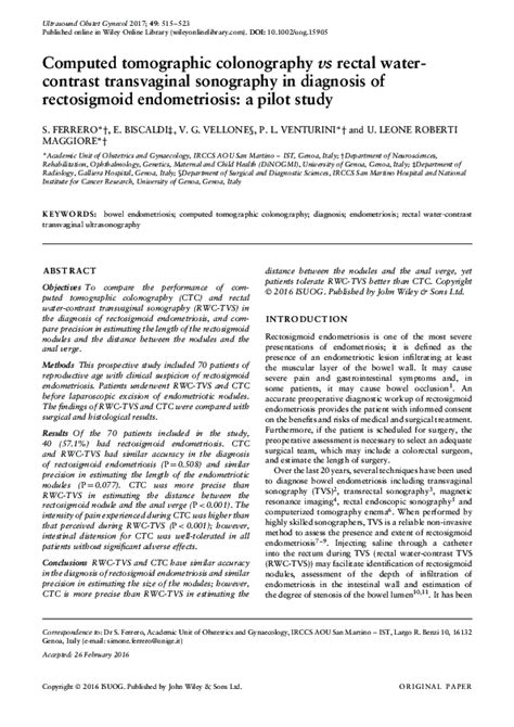 Pdf Computed Tomographic Colonography Versus Rectal Water Contrast Transvaginal