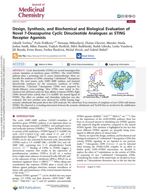 Pdf Design Synthesis And Biochemical And Biological Evaluation Of
