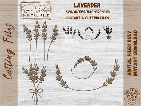 Lavender Sprigs Svg Laser Cut File Wooden Flowers Plant Svg Vector
