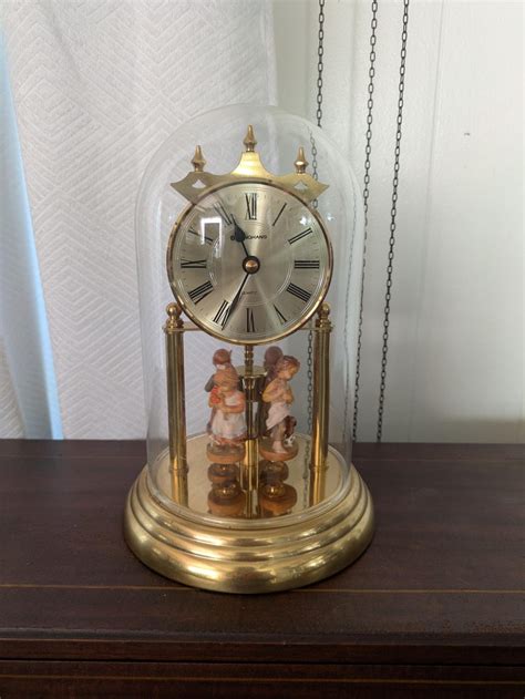 Vintage Clock Junghans Dome Mantle Desk Clock Dome Glass Revolving