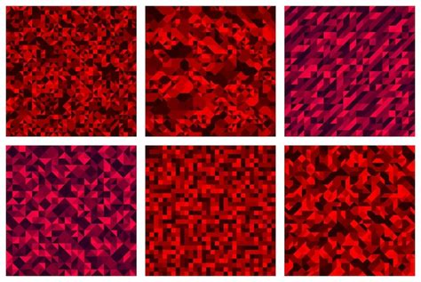 Premium Vector Chaotic Abstract Mosaic Vector Seamless Backgrounds Set Geometric Tiling