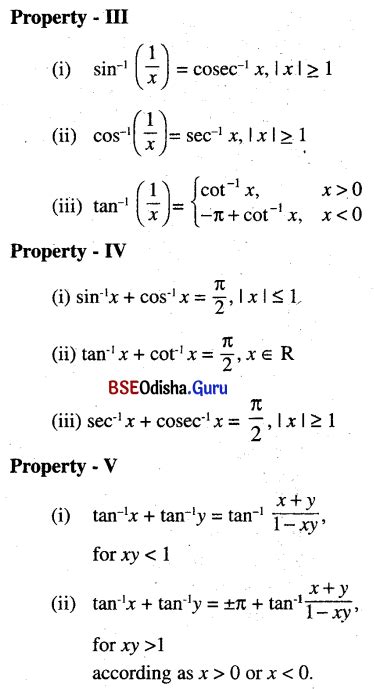 chse odisha class 12 math notes chapter 2 inverse trigonometric