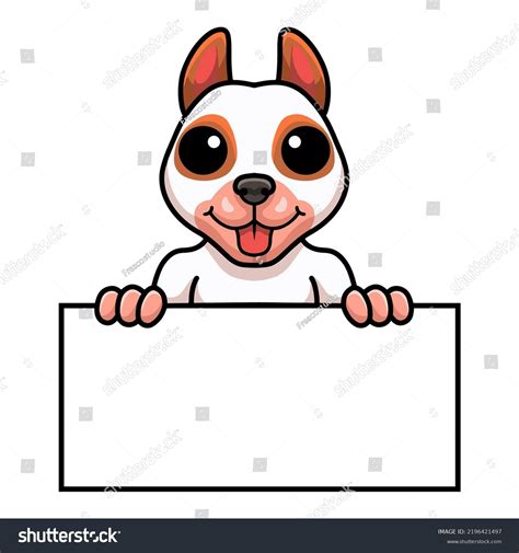Cute Bully Kutta Cartoon Holding Blank Stock Vector Royalty Free
