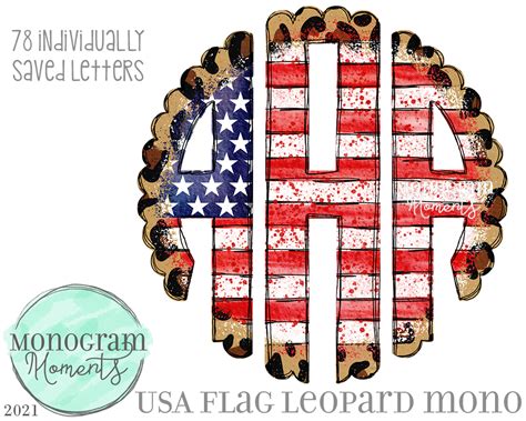 Leopard Usa Flag Scallop Mono Monogram Moments