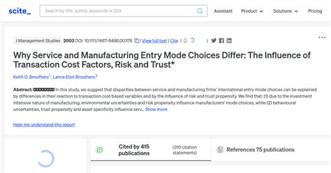 Why Service And Manufacturing Entry Mode Choices Differ The Influence Of Transaction Cost