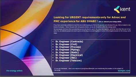 Oil And Gas Civil Process Piping Electrical Telecom Adnoc Jobs Abu Dhabi