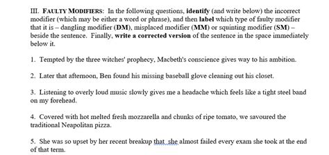 Iii Faulty Modifiers In The Following Questions