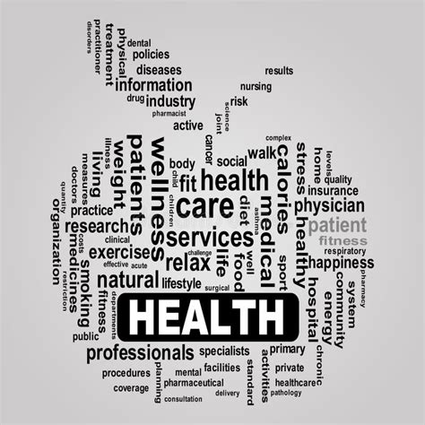 Health And Wellbeing Tag Or Word Cloud Stock Illustration