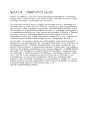 NR 512 Week 4 Discussion Docx Week 4 Informatics Skills How Do The Informatics Skills You Are