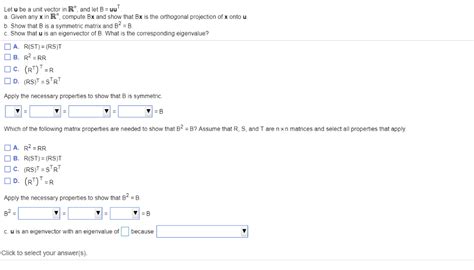 Solved Let U Be A Unit Vector In R And Let B Uu A