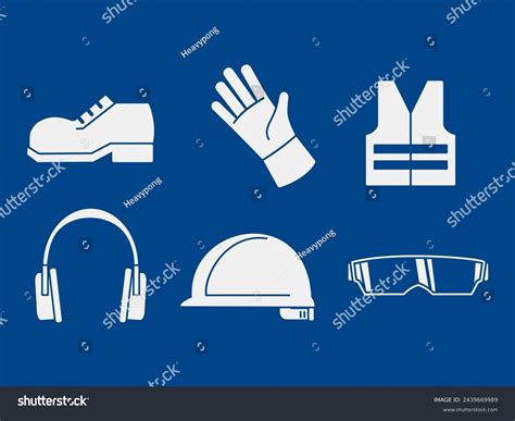 Set Industrial Ppe Icon On Blue Stock Illustration 2439669989 Shutterstock