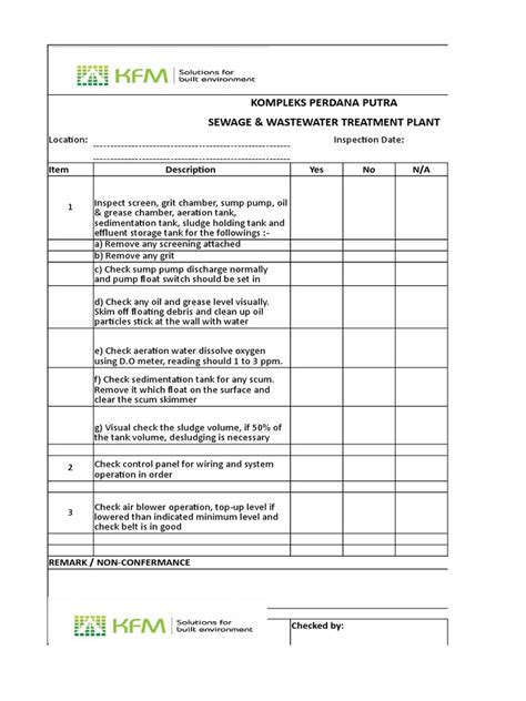 Civil Ppm Checklist 01 Pdf Sewage Treatment Building Engineering