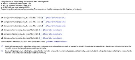 Solved Using Semiannual Compounding Find The Prices Of The