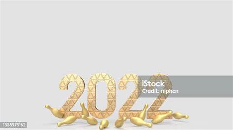 2022 및 비즈니스 또는 휴일 개념 3d 렌더링을위한 골드 핀 볼링 2022년에 대한 스톡 사진 및 기타 이미지 2022년