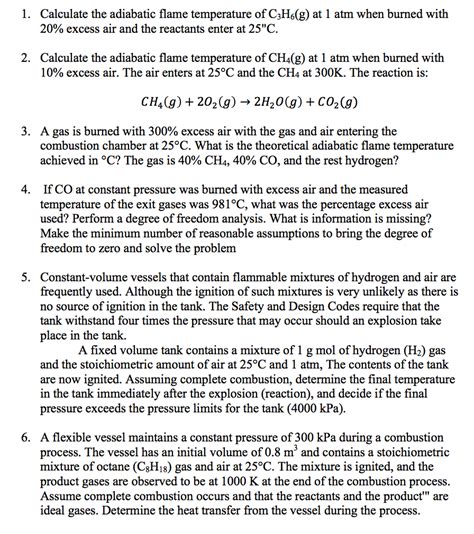 Calculate The Adiabatic Flame Temperature Of